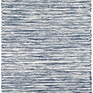 Dash and Albert Tideline Navy Handwoven Indoor/Outdoor Rug, 8 X 10 Feet, Blue Stripe Pattern