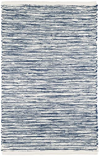 Dash and Albert Tideline Navy Handwoven Indoor/Outdoor Rug, 8 X 10 Feet, Blue Stripe Pattern