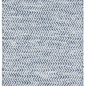 Dash and Albert Coastal Blue Handwoven Indoor/Outdoor Rug, 8 X 10 Feet, Blue/Ivory Geometric Pattern