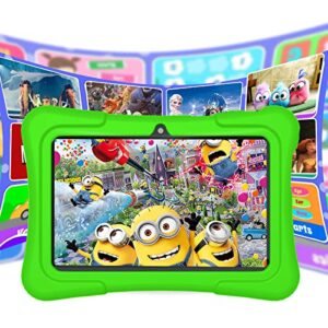 Kids Tablets, 7 inch Tablet for Kids, 32GB ROM, IPS HD Display, Android 11 Quad Core Processor, iWawa Pre Installed with Kid-Proof Case, Bluetooth, Dual Camera (Green)