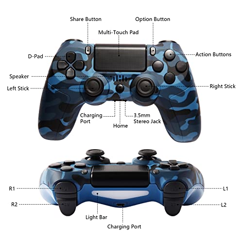 LAHONTY Wireless Game Controller for P4, Remote Gamepad Compatible with P4/Slim/PC/Pro with Dual Vibration/Analog Sticks/6-Axis Motion Sensor