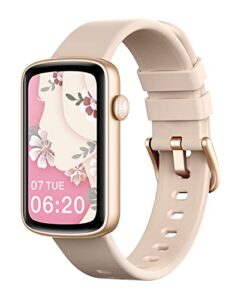 shang wing smart watches for women compatible with iphone android phones, lynn2 slim women's watch fitness tracker digital watch with heart rate monitor pedometer step/sleep tracker waterproof pink