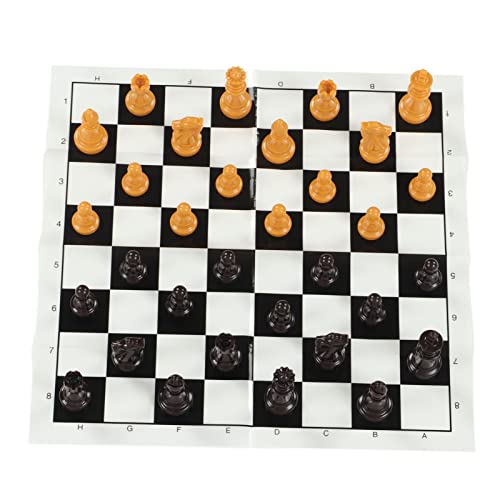 Chess Set,International Plastic Chess Set with 25CM Plastic Film Chessboard and Storage Bag PS International Chess for Adults Kids (Brown)