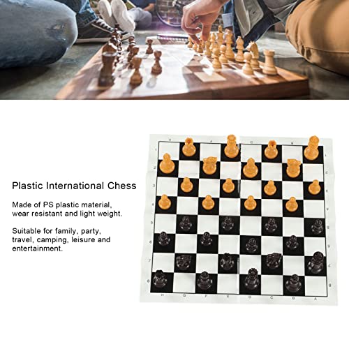 Chess Set,International Plastic Chess Set with 25CM Plastic Film Chessboard and Storage Bag PS International Chess for Adults Kids (Brown)