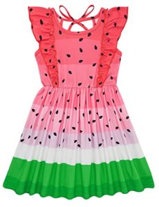 goodstoworld little girls dress size 5 6 toddler summer watermelon beach dresses 5t 6t girl kids pink ruffle sleeveless graduation sundress cute casual outfits fruit strechy frocks