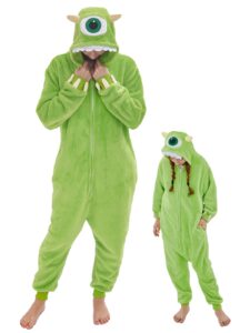 gonaap unisex adult mike wazowski onesie pajamas animal one piece costume cosplay sleepwear (mike wazowski, medium)