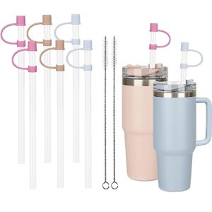 6 straws with cover cap for stanley tumbler replacement - reusable straw with stopper tips, perfect for stanley cup with handle h2.0, 14, 20, 30, 40oz accessories