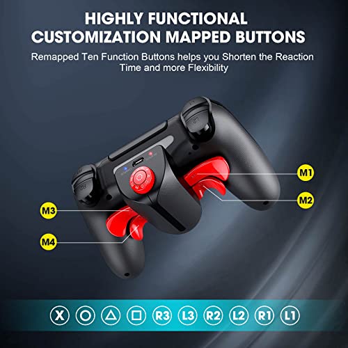 UeeVii PS4 Controller Paddles,PS4 Gamepad Converter Bluetooth Key Extender Wireless 3.0 Micro USB Port, Back Button Attachment/TURBO Burst Function/Customization Mapping Buttons