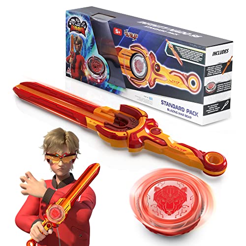 Infinity Nado Battling Tops Burst Toy for Boys Grils Age 8-12 - Including Gaming Top Toys, Sword Launcher - Blazing War Bear, Flame Red