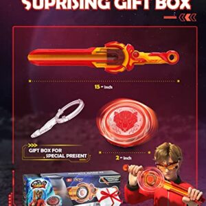 Infinity Nado Battling Tops Burst Toy for Boys Grils Age 8-12 - Including Gaming Top Toys, Sword Launcher - Blazing War Bear, Flame Red