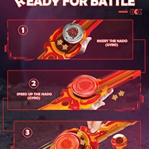 Infinity Nado Battling Tops Burst Toy for Boys Grils Age 8-12 - Including Gaming Top Toys, Sword Launcher - Blazing War Bear, Flame Red