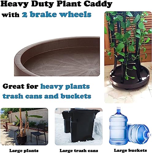 5 Pack Plant Caddy with Wheels Rolling Plant Stand with Wheels 10 Inch Plant Dolly Heavy Duty Large Potted Plant Mover with Casters for Indoor and Outdoor, Brown