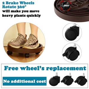 5 Pack Plant Caddy with Wheels Rolling Plant Stand with Wheels 10 Inch Plant Dolly Heavy Duty Large Potted Plant Mover with Casters for Indoor and Outdoor, Brown