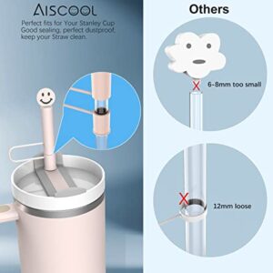 Aiscool 6Pcs Straw Covers Compatible with Stanley 30&40 Oz Tumbler with Handle Rose Quartz, 0.39in/10mm Straw Covers Cap, Soft Reusable Silicone Straw Protectors