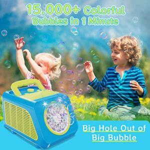 Bubble Machine, Bubble Maker,15000+ Bubbles Per Minute, 2 Speed Levels,Big Bubble Hole,Automatic Bubble Machine,Bubble Blower for Kids Toddler,Outdoor Toys for Party, Birthday, Wedding