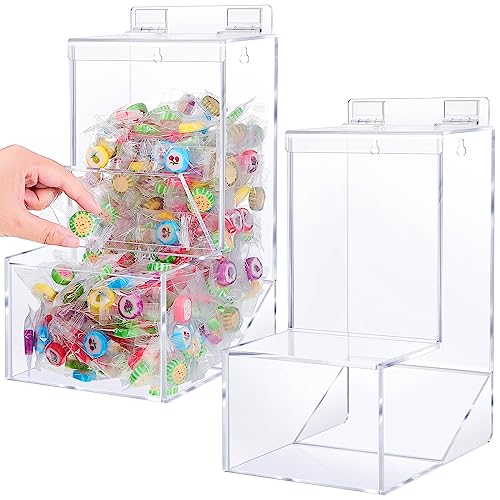 Thyle 2 Pcs Acrylic Candy Dispenser Bin Candy Storage with Lids Clear Snack Dispenser Acrylic Storage Box Small Bulk Accessories Organizer for Candy Bars Coffee Creamers Finger Cots Clean Wipes