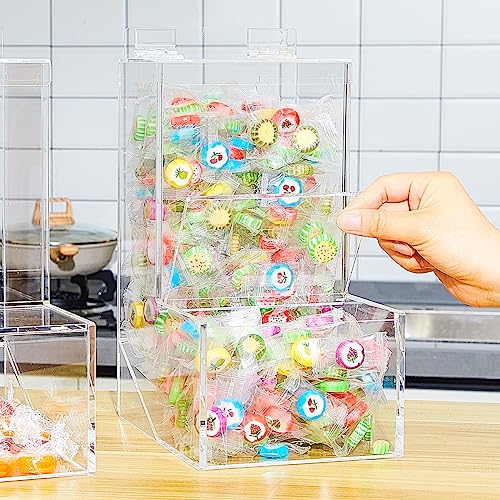 Thyle 2 Pcs Acrylic Candy Dispenser Bin Candy Storage with Lids Clear Snack Dispenser Acrylic Storage Box Small Bulk Accessories Organizer for Candy Bars Coffee Creamers Finger Cots Clean Wipes