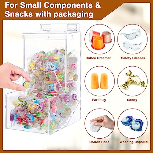 Thyle 2 Pcs Acrylic Candy Dispenser Bin Candy Storage with Lids Clear Snack Dispenser Acrylic Storage Box Small Bulk Accessories Organizer for Candy Bars Coffee Creamers Finger Cots Clean Wipes