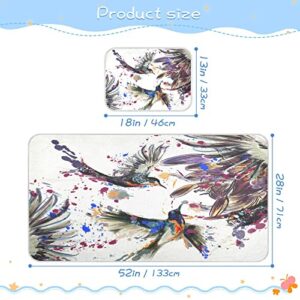 Blueangle Lily Flowers and Birds Watercolour Baby Bed Pad Washable Mattress Pad, Summer Crib Sheets Reusable Underpads Bed Ice Silk Mat Set with Pillowcase for Baby Toddler