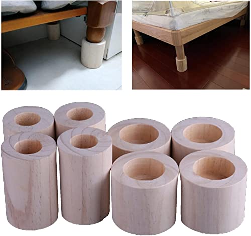 Set of 4 Bed Risers Furniture Risers, Furniture Height Raisers Lifting Height 15cm, Heavy Duty Furniture Wooden Lifts, for Tables Chairs Sofas Cabinets Bed(Size:Inner Diameter 3.2cm)