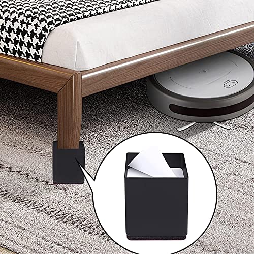 LIRRAS Set of 4 Carbon Steel Furniture Riser, Self Adhesive Mute Pad Sofa Legs, Non Slip Heavy Duty Bed Riser, Adds 5cm Height to Table Cabinet Desk Supports 20,000 lbs (3.7x5 cm/1.5x2 in,Black)