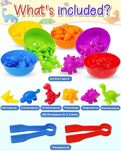 Yetonamr Counting Dinosaurs Montessori Toys for 3 4 5 Years Old Boys Girls, Toddler Preschool Learning Activities Toys for Kids Ages 2-4, 3-5, 4-8, Birthday Gifts Sensory Educational Toys