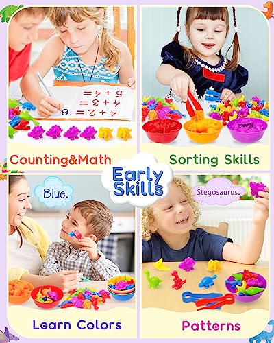 Yetonamr Counting Dinosaurs Montessori Toys for 3 4 5 Years Old Boys Girls, Toddler Preschool Learning Activities Toys for Kids Ages 2-4, 3-5, 4-8, Birthday Gifts Sensory Educational Toys