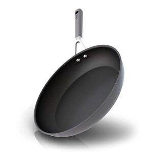 ninja cw60030 neverstick comfort grip 12" fry pan, nonstick, durable, scratch resistant, dishwasher safe, oven safe to 400°f, silicone handles, grey