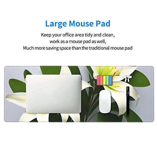 Lily Flowers Mouse Pads for Laptop and PC, 11.8"x31.5" Mouse Pad for Office and Cute Gaming Pads.