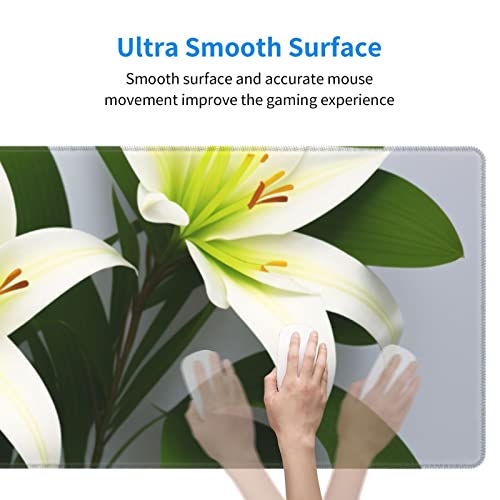 Lily Flowers Mouse Pads for Laptop and PC, 11.8"x31.5" Mouse Pad for Office and Cute Gaming Pads.