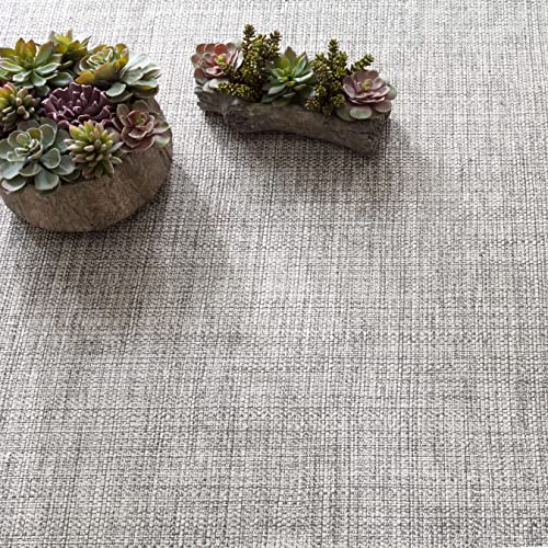 Dash and Albert Fusion Grey Handwoven Indoor/Outdoor Rug, 8 X 10 Feet, Grey Solid Pattern