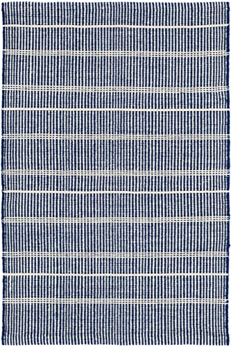 Dash & Albert Samson Navy Handwoven Indoor/Outdoor Rug, 8 X 10 Feet, Blue/Ivory Stripe Pattern