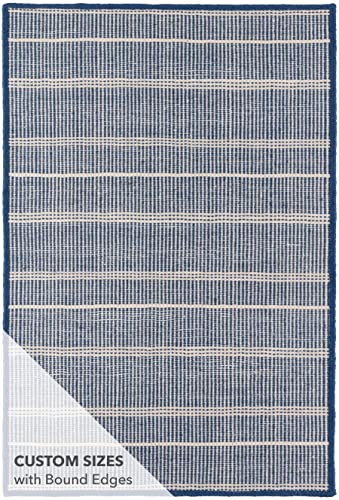 Dash & Albert Samson Navy Handwoven Indoor/Outdoor Rug, 8 X 10 Feet, Blue/Ivory Stripe Pattern