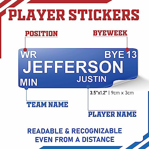 Bambluby Fantasy Football Draft Board 2023-2024 Kit - Extra Large Set with 596 Player Labels - Premium Color Edition[14 Teams 20 Rounds]