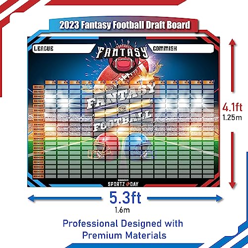 Bambluby Fantasy Football Draft Board 2023-2024 Kit - Extra Large Set with 596 Player Labels - Premium Color Edition[14 Teams 20 Rounds]