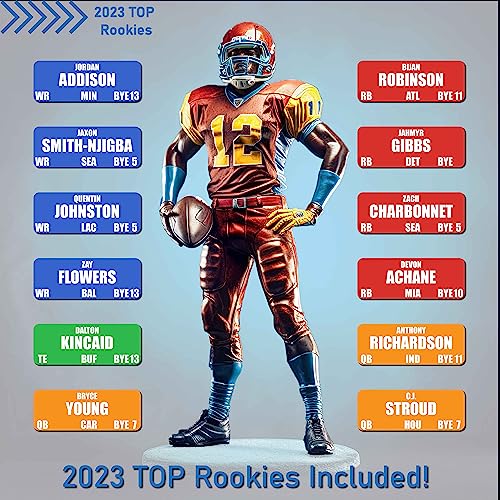 Fantasy Football Draft Board 2023-2024 Kit - Large Set with 576 Player Labels - Premium Color Edition[14 Teams 20 Rounds]