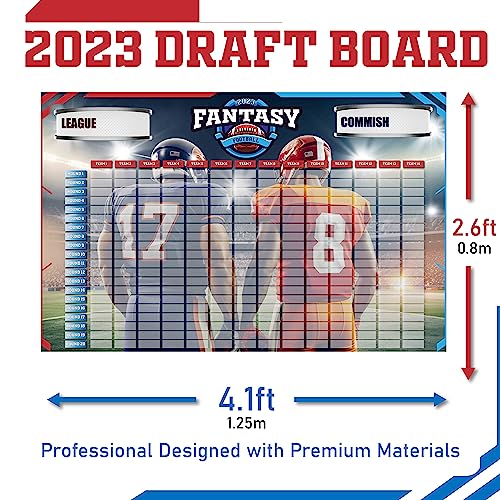 Fantasy Football Draft Board 2023-2024 Kit - Large Set with 576 Player Labels - Premium Color Edition[14 Teams 20 Rounds]