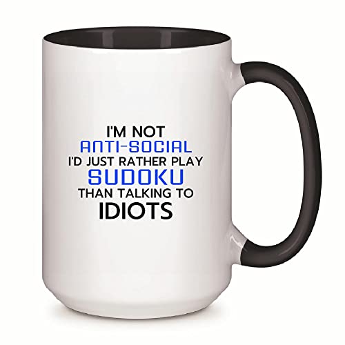 Funny Sudoku Gift for Smart People Who Prefer Solving Puzzles to Talking 11oz 15oz Inner Color Accent Mug