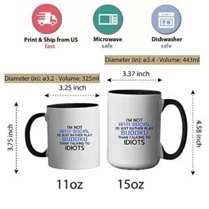 Funny Sudoku Gift for Smart People Who Prefer Solving Puzzles to Talking 11oz 15oz Inner Color Accent Mug