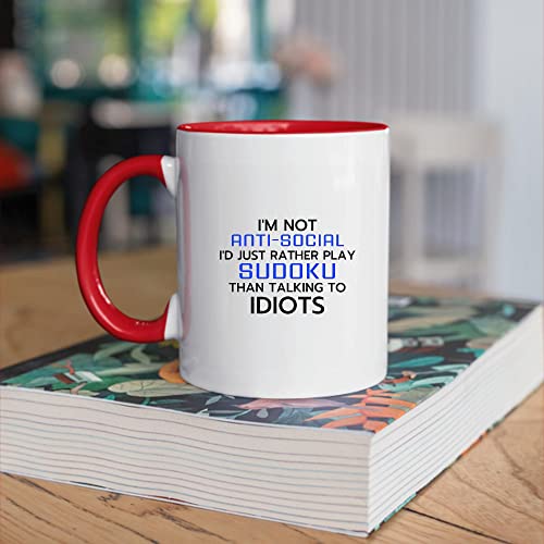 Funny Sudoku Gift for Smart People Who Prefer Solving Puzzles to Talking 11oz 15oz Inner Color Accent Mug