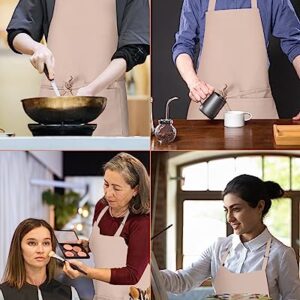 Hugitout Chef Apron Unisex with Adjustable Straps and Two Pockets For Work Uniform, Bib Apron Waterproof, oil-proof Stain Resistant, No Wash(Khaki)