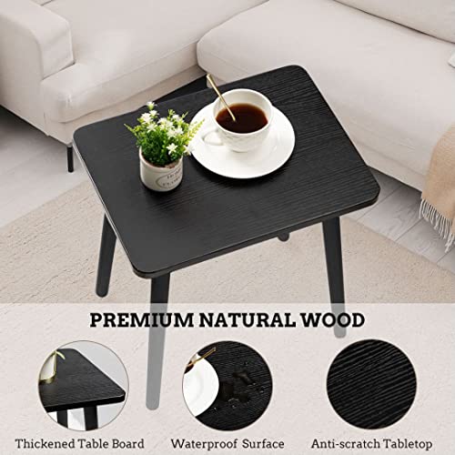 FORAOFUR Black End Tables Set of 2, Modern Boho End Table for Living Room Bedroom, Small Side Table for Small Spaces with Stable Structure, Easy Assembly