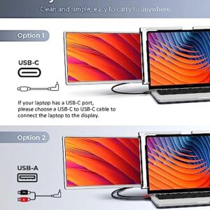 YUTOO 14" Triple Monitor for Laptop, [Only 1 Cable to Connect][16:10], FHD 1200P IPS Display, Laptop Monitor Screen Extender, for Windows, MacOS for 15”-17.3” Laptop