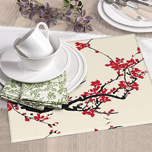 Japanese Floral Cherry Blossom Printed Drying Mat For Kitchen Ultra Absorbent Microfiber Dishes Drainer Mats Non-Slip Silicone Quick Dry Pad - 18 X 16inch