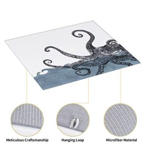 Octopus in the sea Printed Drying Mat For Kitchen Ultra Absorbent Microfiber Dishes Drainer Mats Non-Slip Silicone Quick Dry Pad - 18 X 16inch