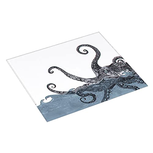 Octopus in the sea Printed Drying Mat For Kitchen Ultra Absorbent Microfiber Dishes Drainer Mats Non-Slip Silicone Quick Dry Pad - 18 X 16inch