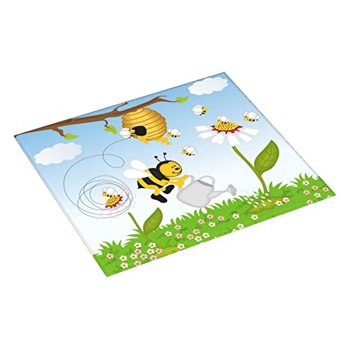 Funny Cute Bees Printed Drying Mat For Kitchen Ultra Absorbent Microfiber Dishes Drainer Mats Non-Slip Silicone Quick Dry Pad - 18 X 16inch