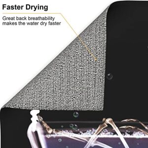 Funny Skull in Bathtub Printed Drying Mat For Kitchen Ultra Absorbent Microfiber Dishes Drainer Mats Non-Slip Silicone Quick Dry Pad - 18 X 16inch