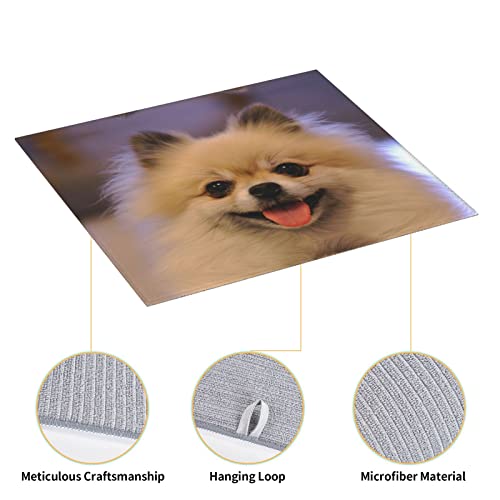 Happy short-haired pomeranian Printed Drying Mat For Kitchen Ultra Absorbent Microfiber Dishes Drainer Mats Non-Slip Silicone Quick Dry Pad - 18 X 16inch