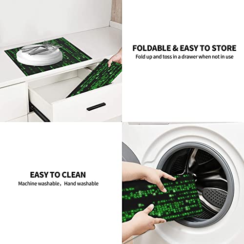 Hacker age Printed Drying Mat For Kitchen Ultra Absorbent Microfiber Dishes Drainer Mats Non-Slip Silicone Quick Dry Pad - 18 X 16inch